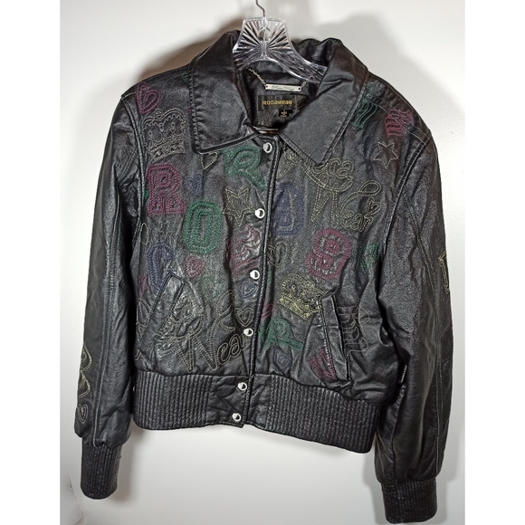 Rocawear | Jackets & Coats | Rocawear Black Leather Bomber Jacket ...